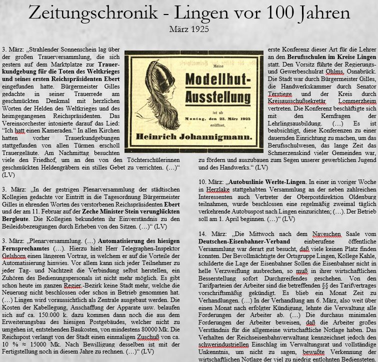Zeitungschronik – März 1925